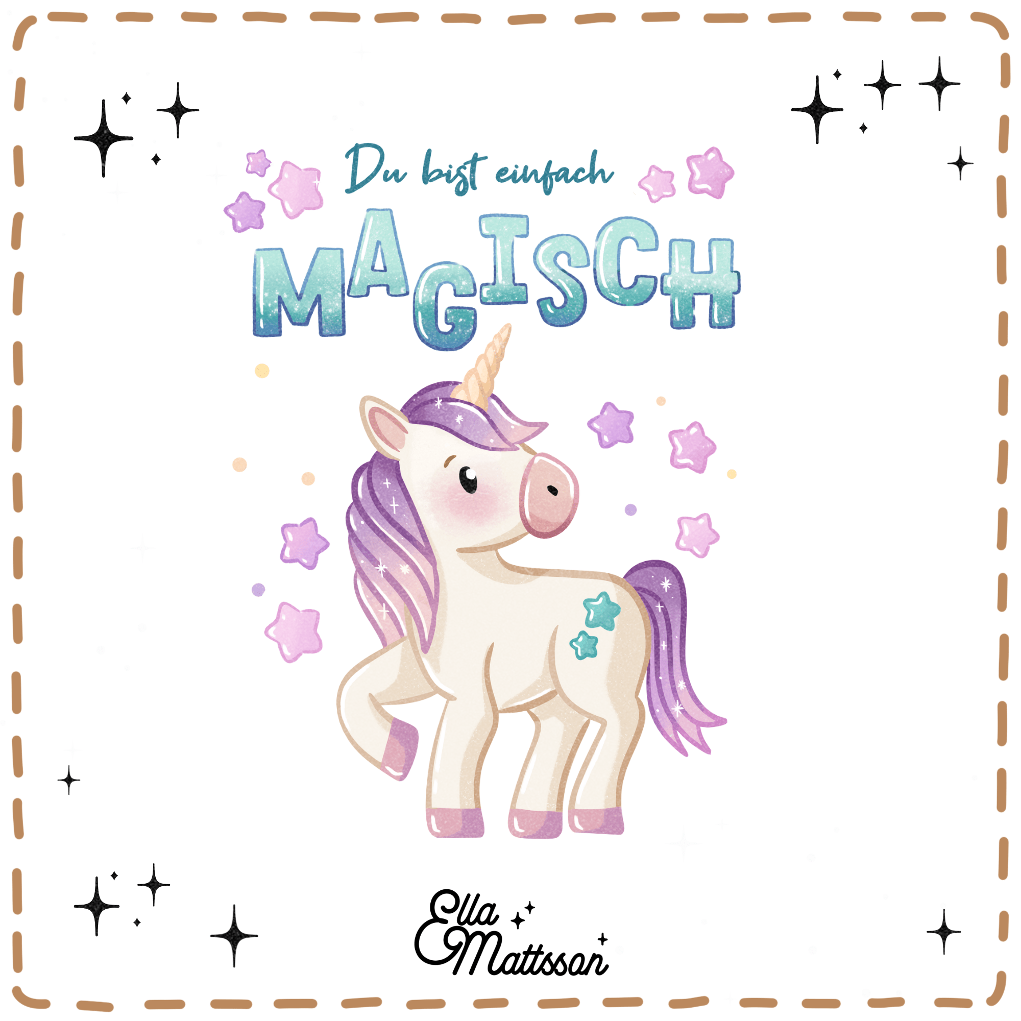 Einhorn Digi-Stamp - Kostenlose Datei zum Download von Milbow (von mir coloriert) - ella mattsson